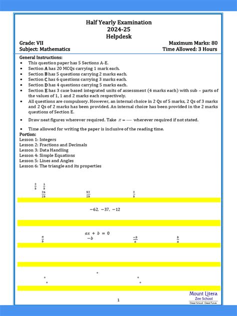 Hd Hye Gr7 Math Seta 3 Pdf Arithmetic Elementary Mathematics
