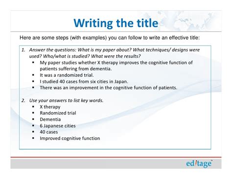 How To Write An Effective Title And Abstract And Choose Appropriate K…