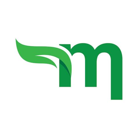 Premium Vector M Initial Letter With Green Leaf Logo Vector Template