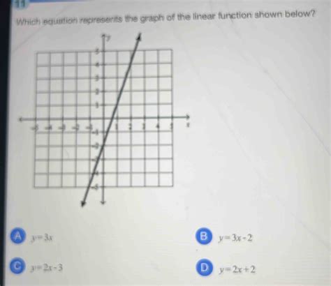 11 Which Equation Represents The Graph Of The Linear Function Shown