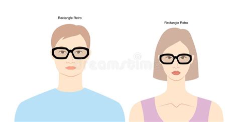 Rectangular Retro Frame Glasses On Women And Men Flat Character Fashion
