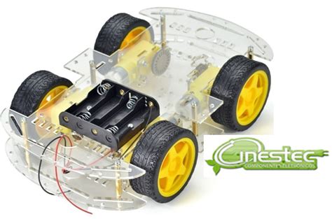 Kit Arduino Robo Carro Chassi 4 Rodas 4wd Cinestec