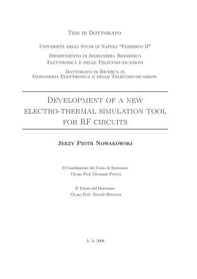 Development Of A New Electro Thermal Simulation Tool For Rf Circuits