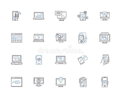 Internet Marketing Outline Icons Collection Search Optimization Ads Social Analytics Seo