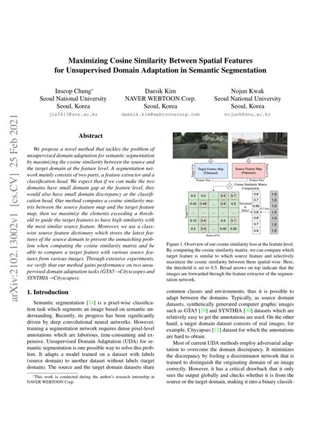 Pdf Maximizing Cosine Similarity Between Spatial Features For Unsupervised Domain Adaptation
