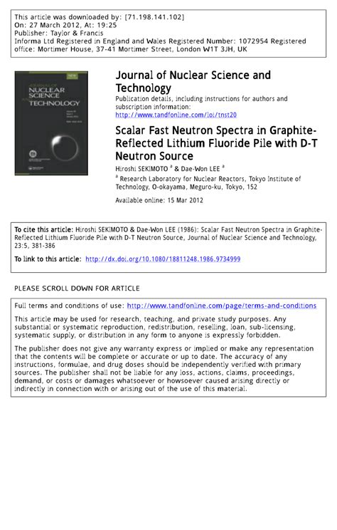 Pdf Scalar Fast Neutron Spectra In Graphite Reflected Lithium