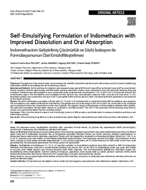 Pdf Self Emulsifying Formulation Of Indomethacin With Improved Dissolution And Oral Absorption