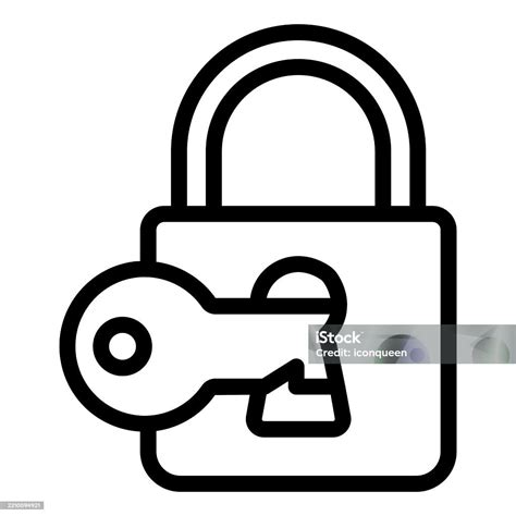 Lock With Key In Keyhole Line Icon Hacker Attacks Concept Vector