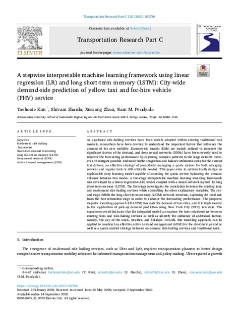 Pdf A Stepwise Interpretable Machine Learning Framework Using Linear Regression Lr And Long