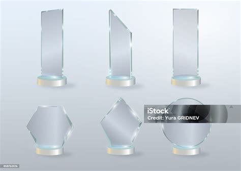 원형 유리 트로피 수상입니다 벡터 일러스트 레이 션 회색 배경에 고립 아크릴 페인팅에 대한 스톡 벡터 아트 및 기타 이미지 아크릴 페인팅 Championship 개념