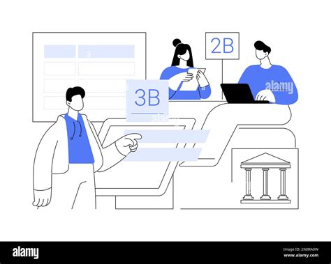 Bank Queue Management System Isolated Cartoon Vector Illustrations