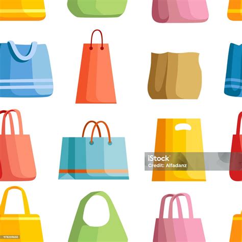 완벽 한 패턴입니다 여름 비치 가방 설정합니다 평면 그림 여자 여름 가방입니다 에코 패키지 에코친화적인 제품입니다 흰색 배경에서 벡터 일러스트 레이 션 가방에 대한 스톡