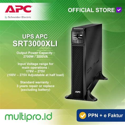 Jual Ups Apc Srt3000xli 3000va 230v Online Ups Di Seller Multipro Id Official Store Pejagalan