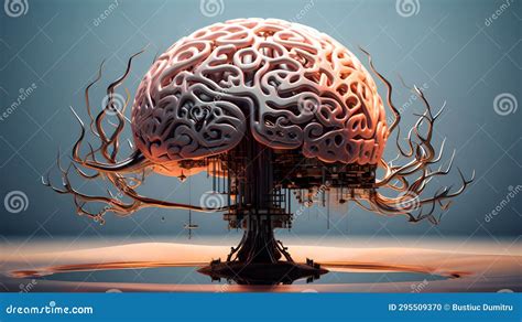 Human Brain And Artificial Intelligence Concept Big Data Processing Computer Motherboard