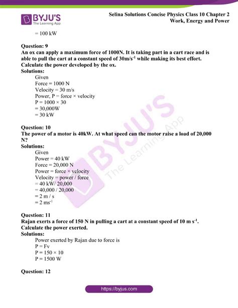 Selina Solutions Concise Physics Class 10 Chapter 2 Work Energy And