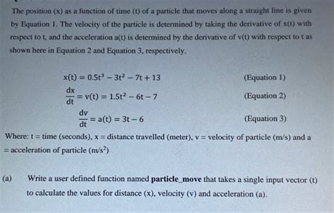 solved the position x as a function of time t of a particle that