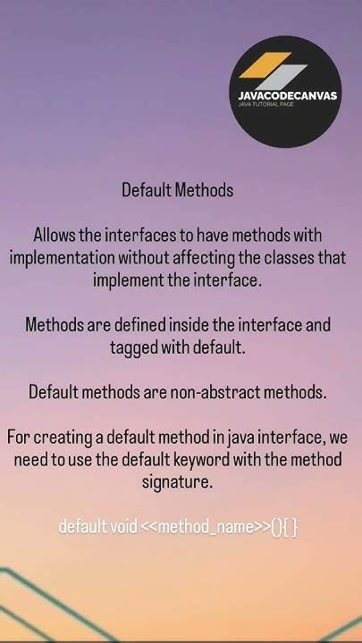 In Short Default Method In Java 8 Java Javafeatures Shortvideo