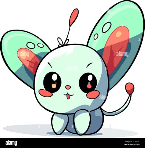 Cute Cartoon Butterfly Vector Illustration Isolated On A White