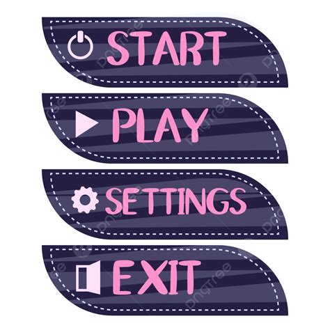 Game Button Frame Set In Pruble Color Set Cartoon Game PNG And Vector With Transparent