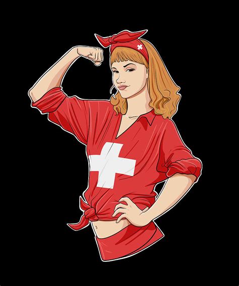 Swiss Girl Unbreakable I Swiss Heritage I Switzerland Flag Digital Art