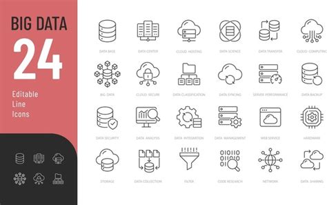 92078 Data Technology Editable Line Icons Stock Vectors And Vector Art