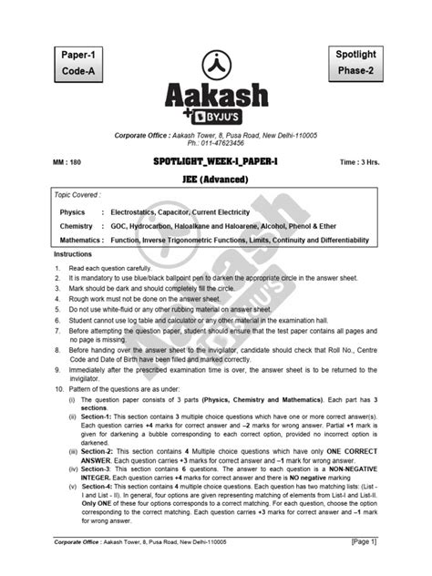 Spotlight Phase 2 2023 24 Week 1 Paper 1 Compile 2023 P 1 Only Que Pdf