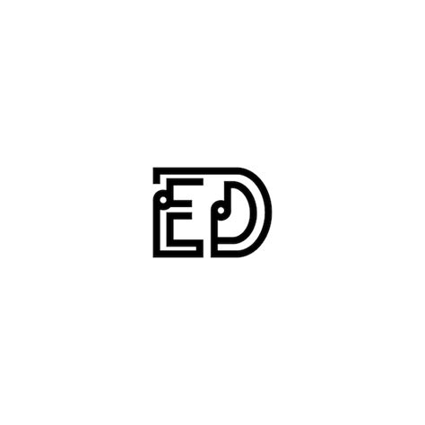 Ed 모노그램 로고 디자인 문자 텍스트 이름 기호 흑백 로고타입 알파벳 문자 단순 로고 프리미엄 벡터