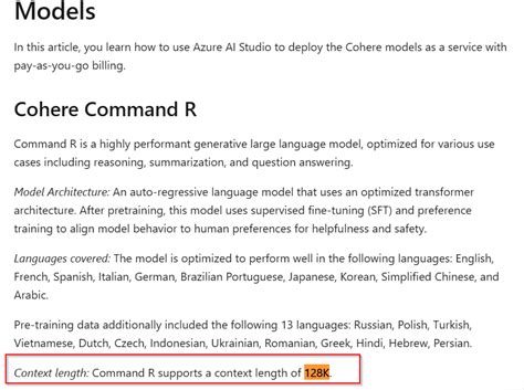 Azure Max Token Limit For Cohere Command R Model Stack Overflow