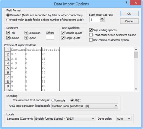 Data Import Options