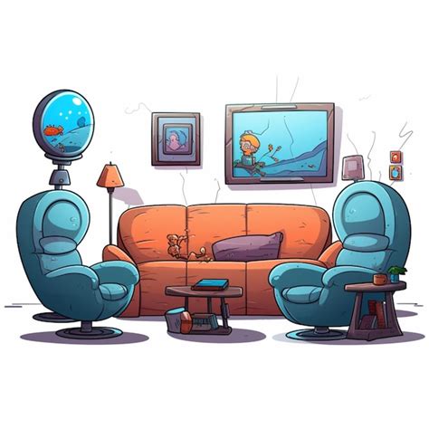 Premium Ai Image Lounge 2d Cartoon Vector Illustration On White Background