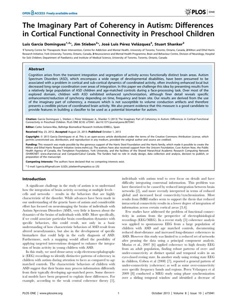Pdf The Imaginary Part Of Coherency In Autism Differences In