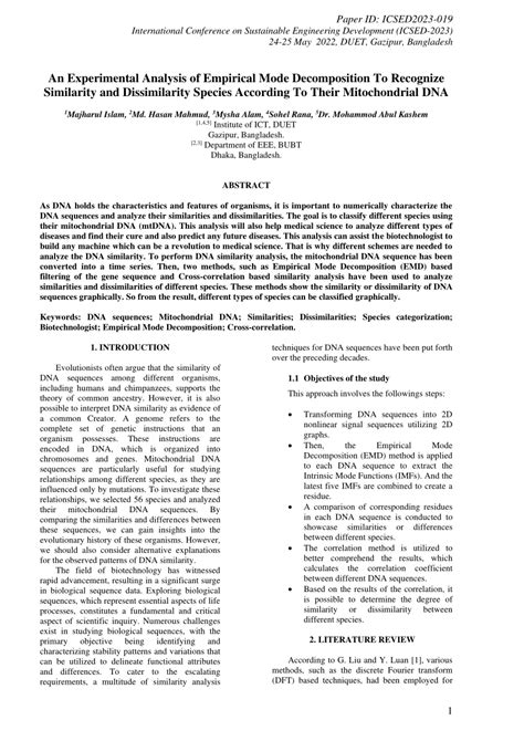 Pdf An Experimental Analysis Of Empirical Mode Decomposition To Recognize Similarity And