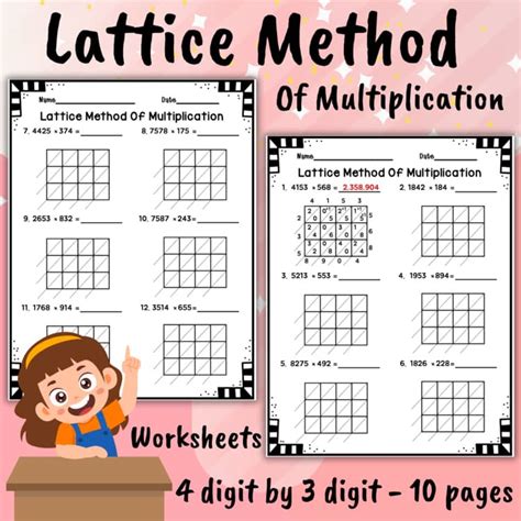 Lattice Multiplication 4 Digit By 3 Digit 10 Pages By Missing Me
