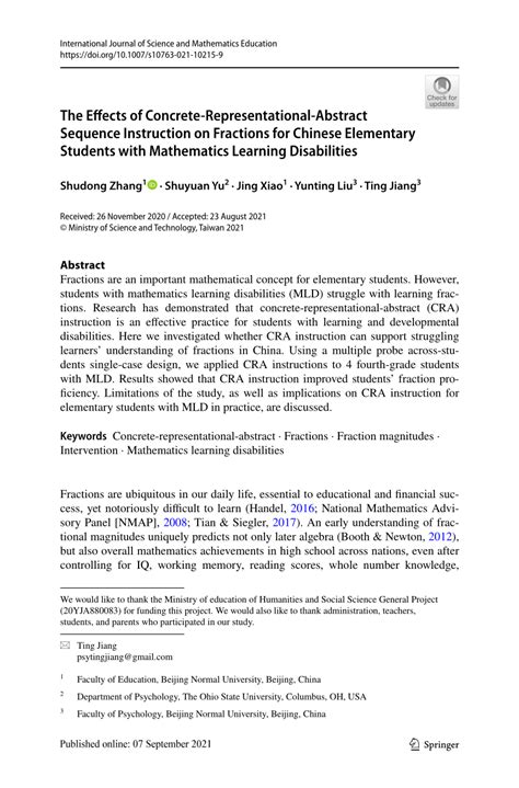 Pdf The Effects Of Concrete Representational Abstract Sequence Instruction On Fractions For