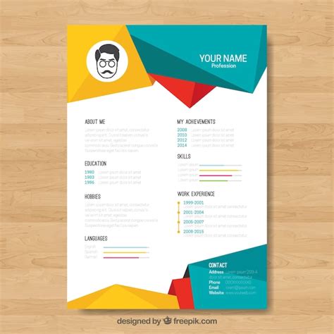 Curriculum Template With Colorful Geometric Shapes Vector Free Download
