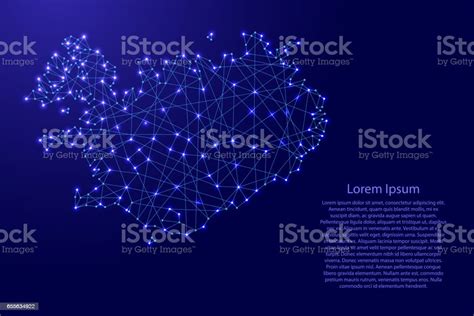 아이슬란드의 지도 다각형 블루 라인에서 빛나는 별 벡터 일러스트 레이 션 0명에 대한 스톡 벡터 아트 및 기타 이미지 0명 개념과 주제 기 Istock