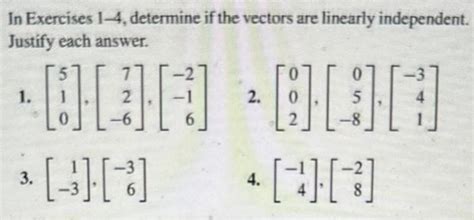 Solved In Exercises Determine If The Vectors Are Chegg
