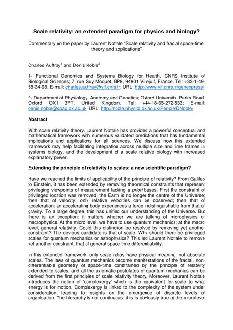 Pdf Scale Relativity An Extended Paradigm For Physics And Biology