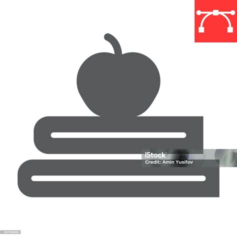 애플 글리프 아이콘 학교 및 교육 사과와 책 기호 벡터 그래픽 편집 스트로크 솔리드 아이콘 Eps 10책 고체에 대한 스톡 벡터 아트 및 기타 이미지 Istock