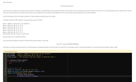 Solved It Prints The Distance From The Origin Rounded To Chegg