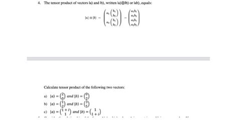 Solved The Tensor Product Of Vectors A And B Written Chegg