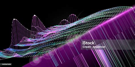 보드 가상 그래프 그리드 및 흐린 선이있는 추상적 인 배경 데이터 3d 알고리즘의 프리젠 테이션 비즈니스 과학 및 기술을위한 배너 빅 데이터 0명에 대한 스톡 사진 및 기타