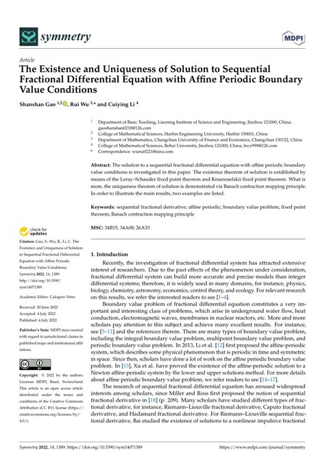 Pdf The Existence And Uniqueness Of Solution To Sequential Fractional