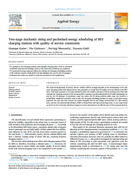 Pdf Two Stage Stochastic Sizing And Packetized Energy Scheduling Of Bev Charging Stations With
