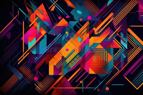 Abstract Shapes And Patterns In Fluorescent Colors The Shapes Are Bold And Dynamic With Colors