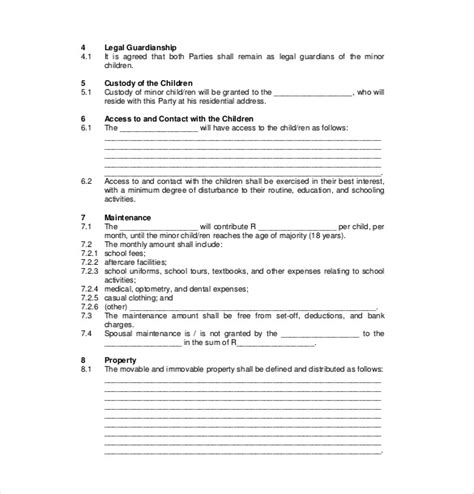 12 Divorce Agreement Templates Pdf Doc