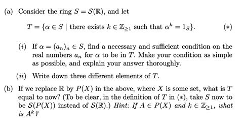 Solved a Consider the ring S S R and let T αS there Chegg com