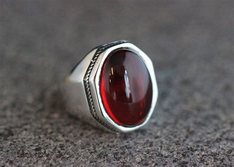 Mens Handmade Ruby Ring Ruby Mens Ring Silver Mens Ottoman Ring