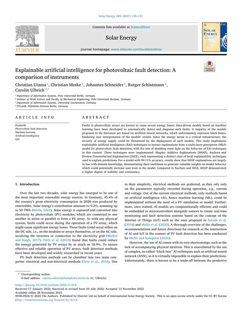 Pdf Explainable Artificial Intelligence For Photovoltaic Fault