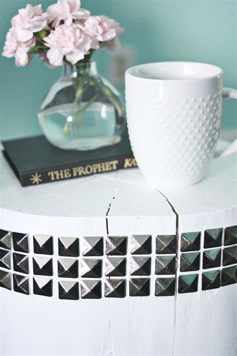 DIY Studded Tree Stump Side Table A Beautiful Mess